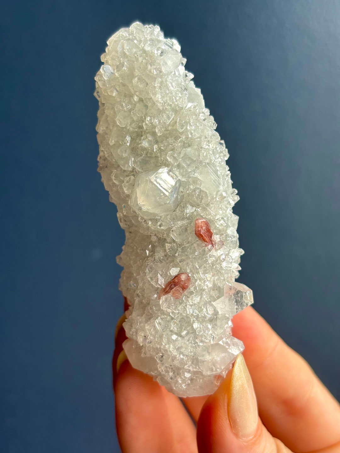 Apophyllite With Stillbite Coated Chalcedony Stalactite From India ...