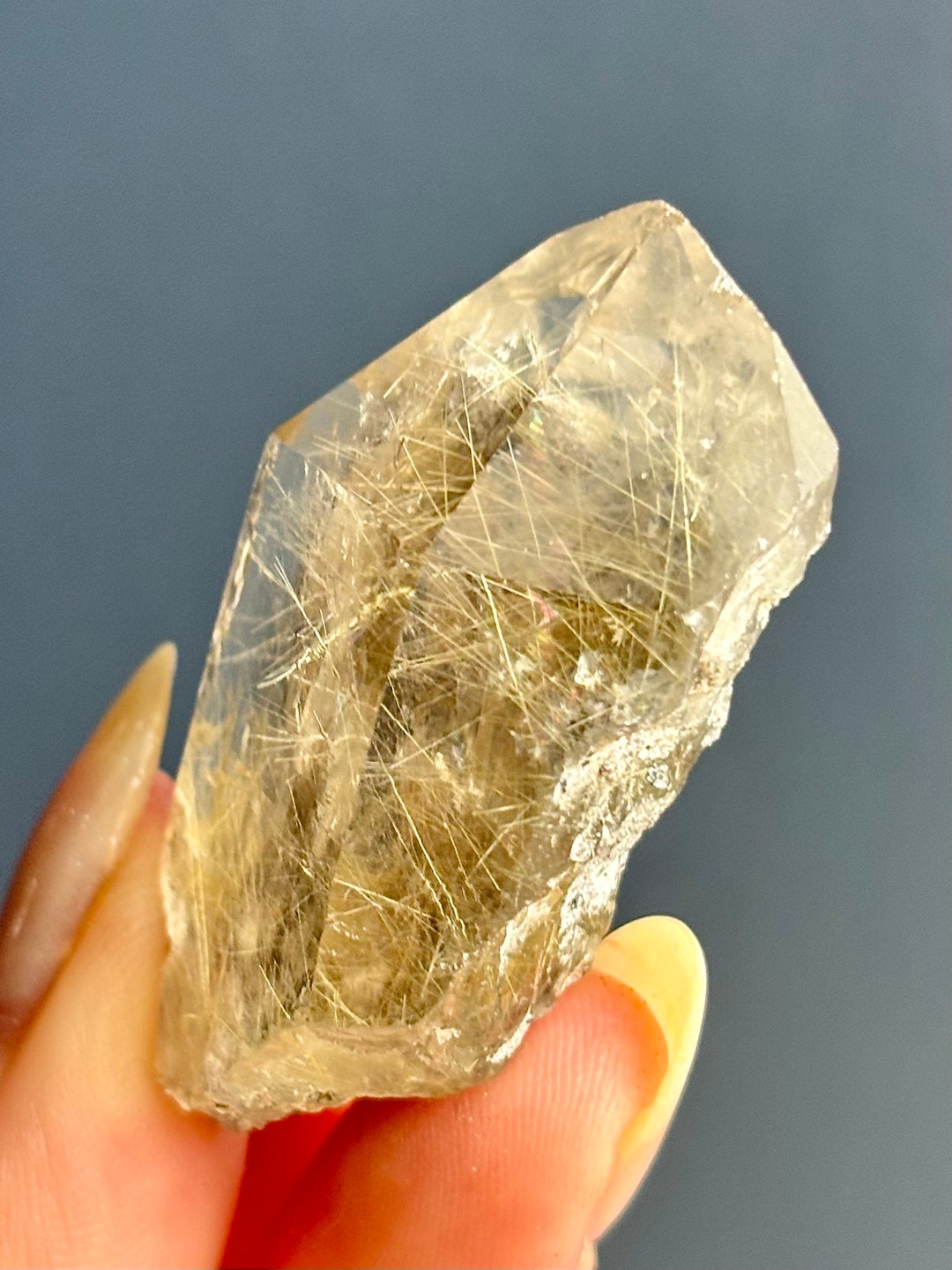 Gold Rutile and Rainbow Quartz Crystal Natural Rutilated Specimen From ...