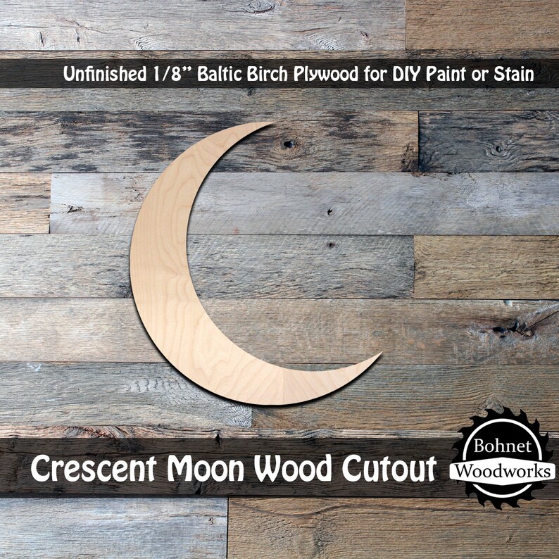 Crescent Moon Wood Cutout, Unfinished Wood Craft Blanks, Wood Craft ...
