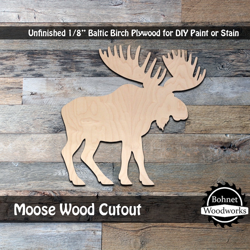 Moose Wood Cutout, Wood Craft Shapes, Unfinished Wood Craft Blanks ...