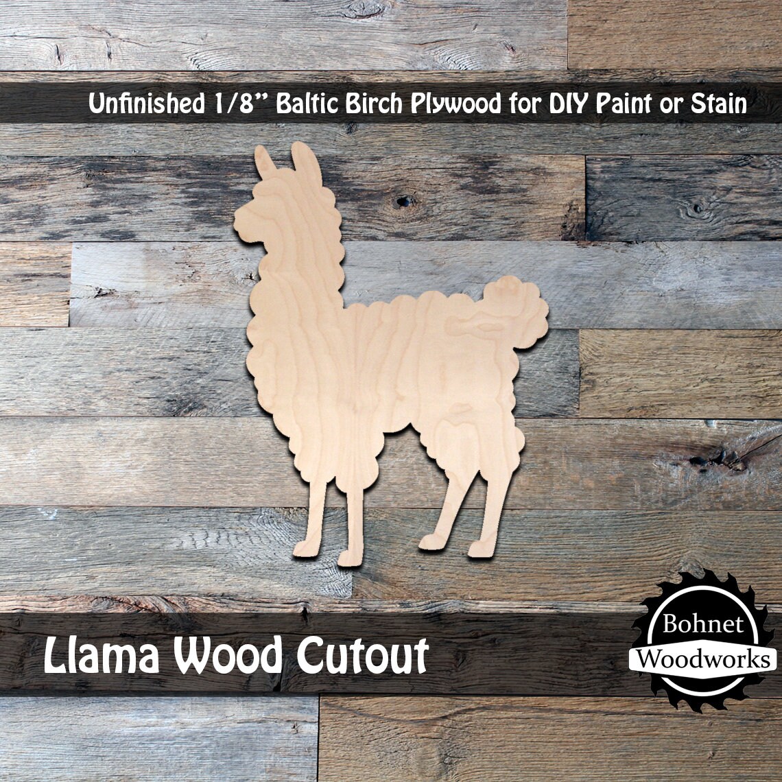 Llama Wood Cutout, Wood Craft Shapes, Unfinished Wood Craft Blanks ...