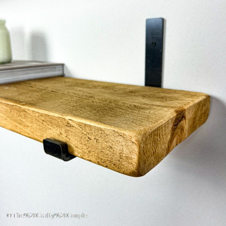 Light Color | Set of 2 Rustic Shelves, Bracket Floating Shelves ...