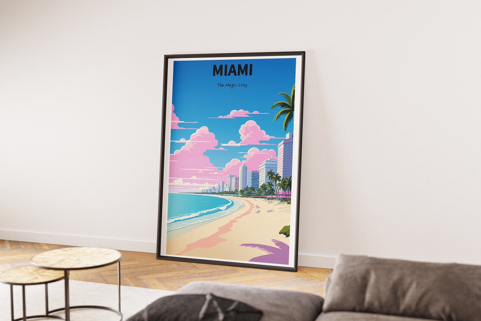Miami City Wall Art, the Magic City Illustration, the City on a Hill ...