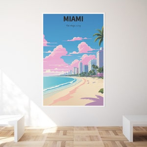 Miami City Wall Art, the Magic City Illustration, the City on a Hill ...