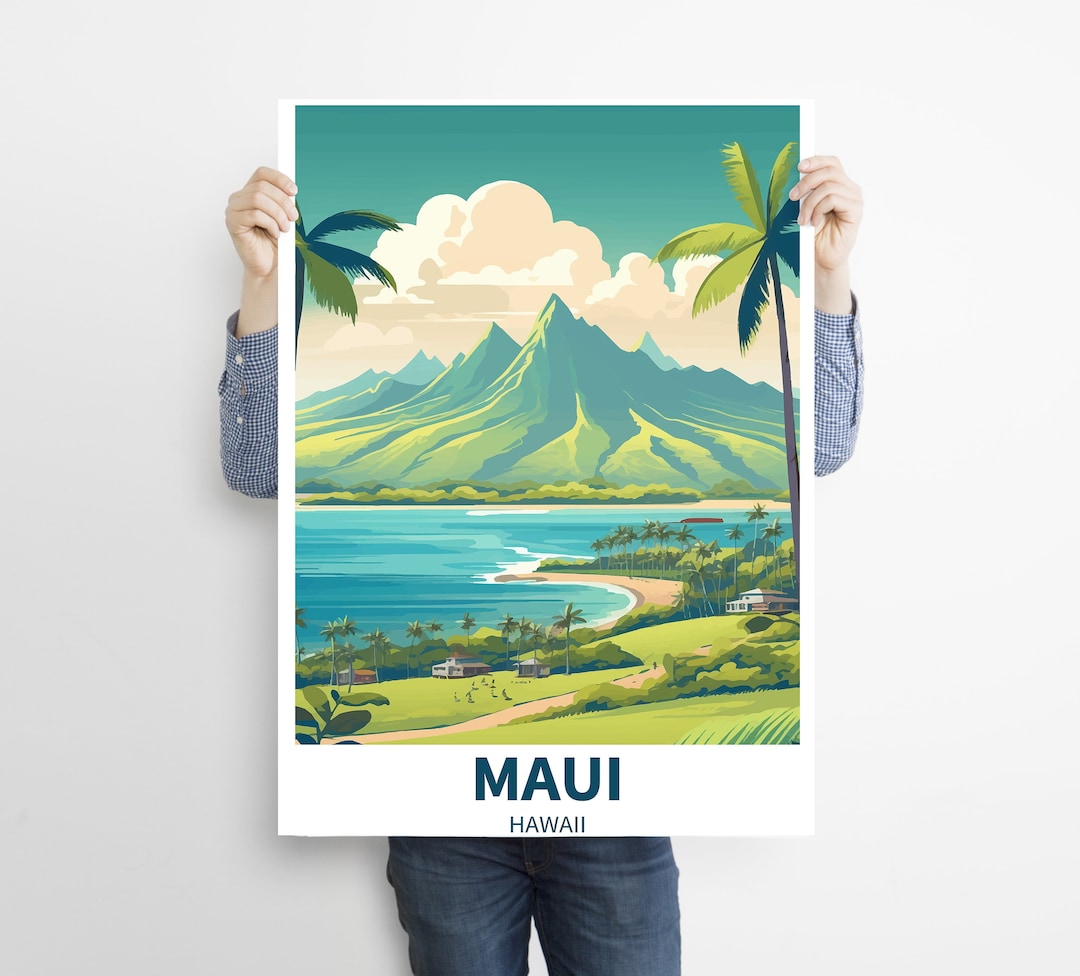 Maui Hawaii Travel Poster, Maui Digital Print, Maui Beach Art Print ...
