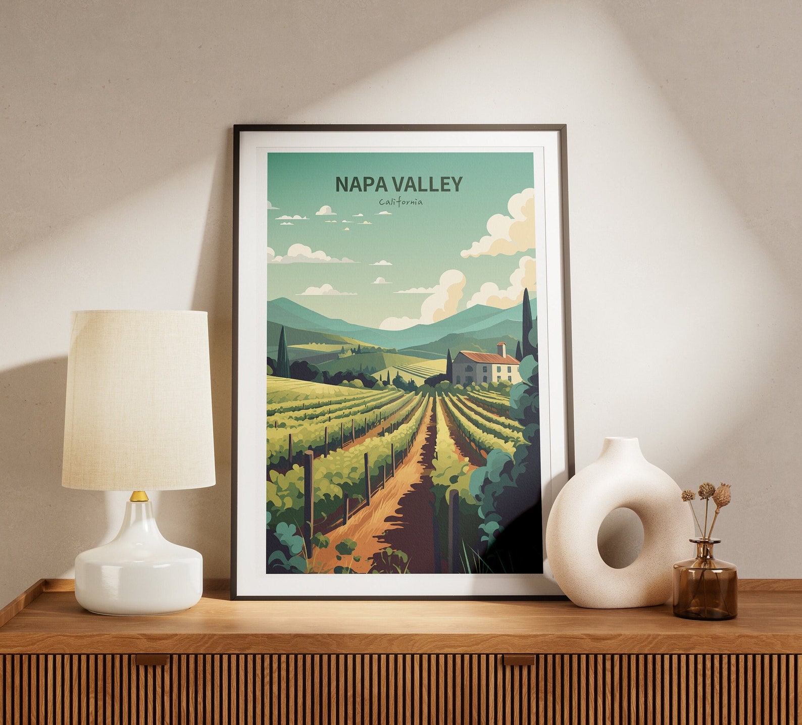 Napa Valley Travel Poster, California Wall Art, Vineyards Print, Napa ...
