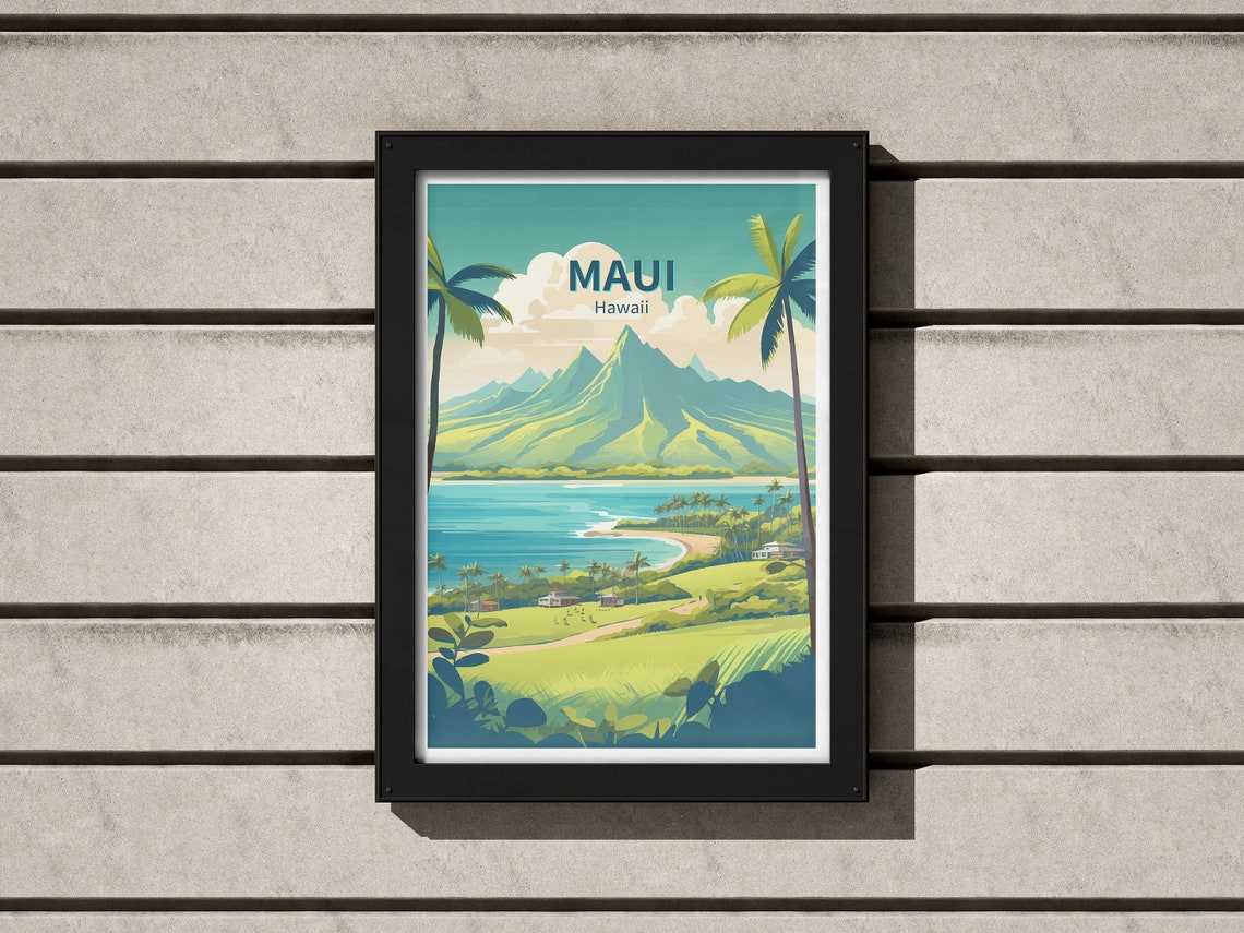 Maui Hawaii Travel Poster, Maui Digital Print, Maui Beach Art Print ...