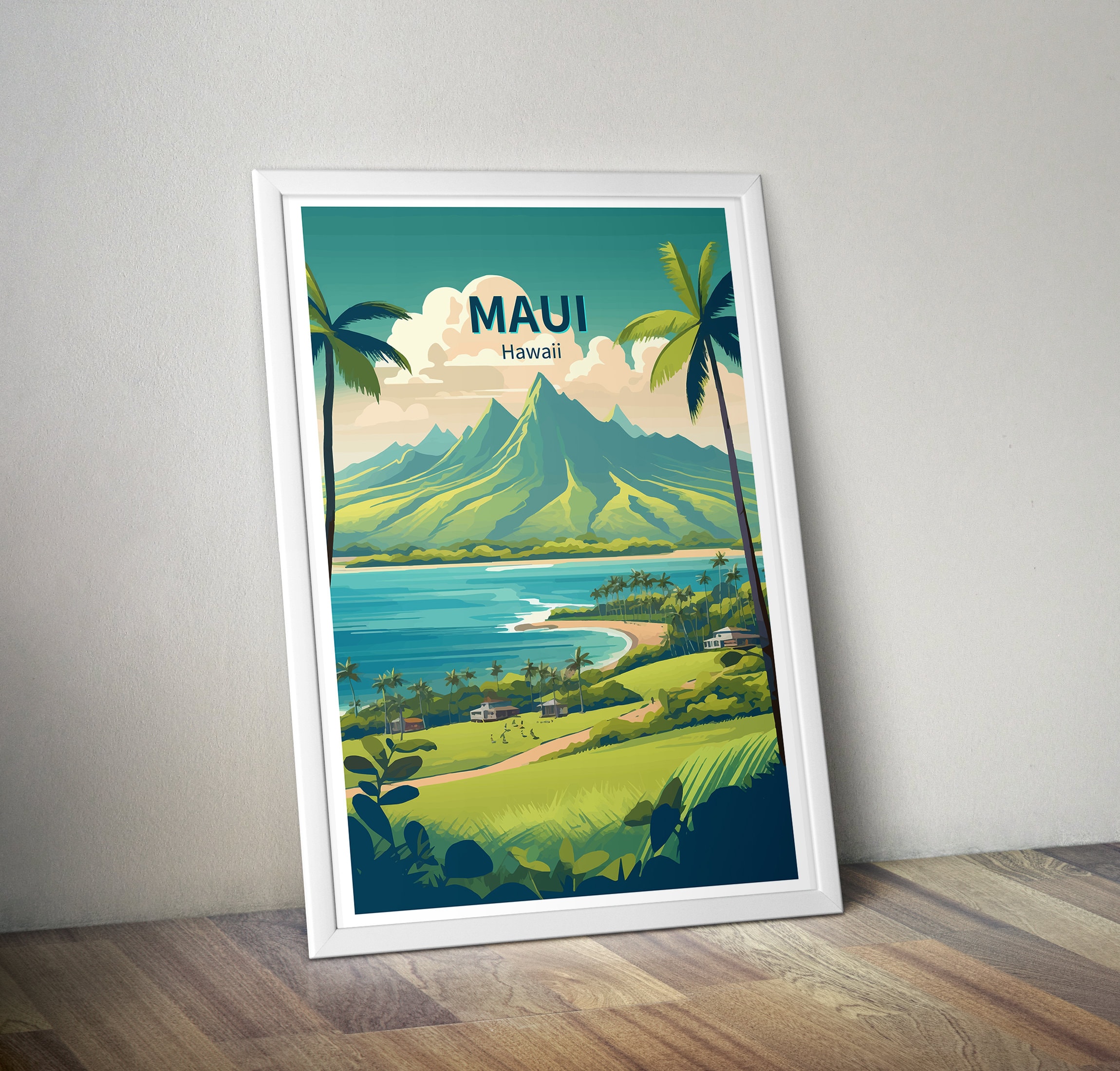 Maui Hawaii Travel Poster, Maui Digital Print, Maui Beach Art Print ...