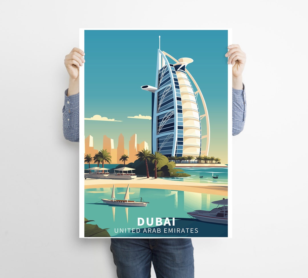 Dubai Travel Poster, United Arab Emirates Wall Art, Dubai City Poster ...