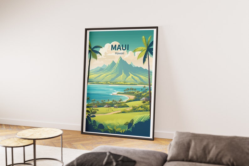 Maui Hawaii Travel Poster, Maui Digital Print, Maui Beach Art Print ...