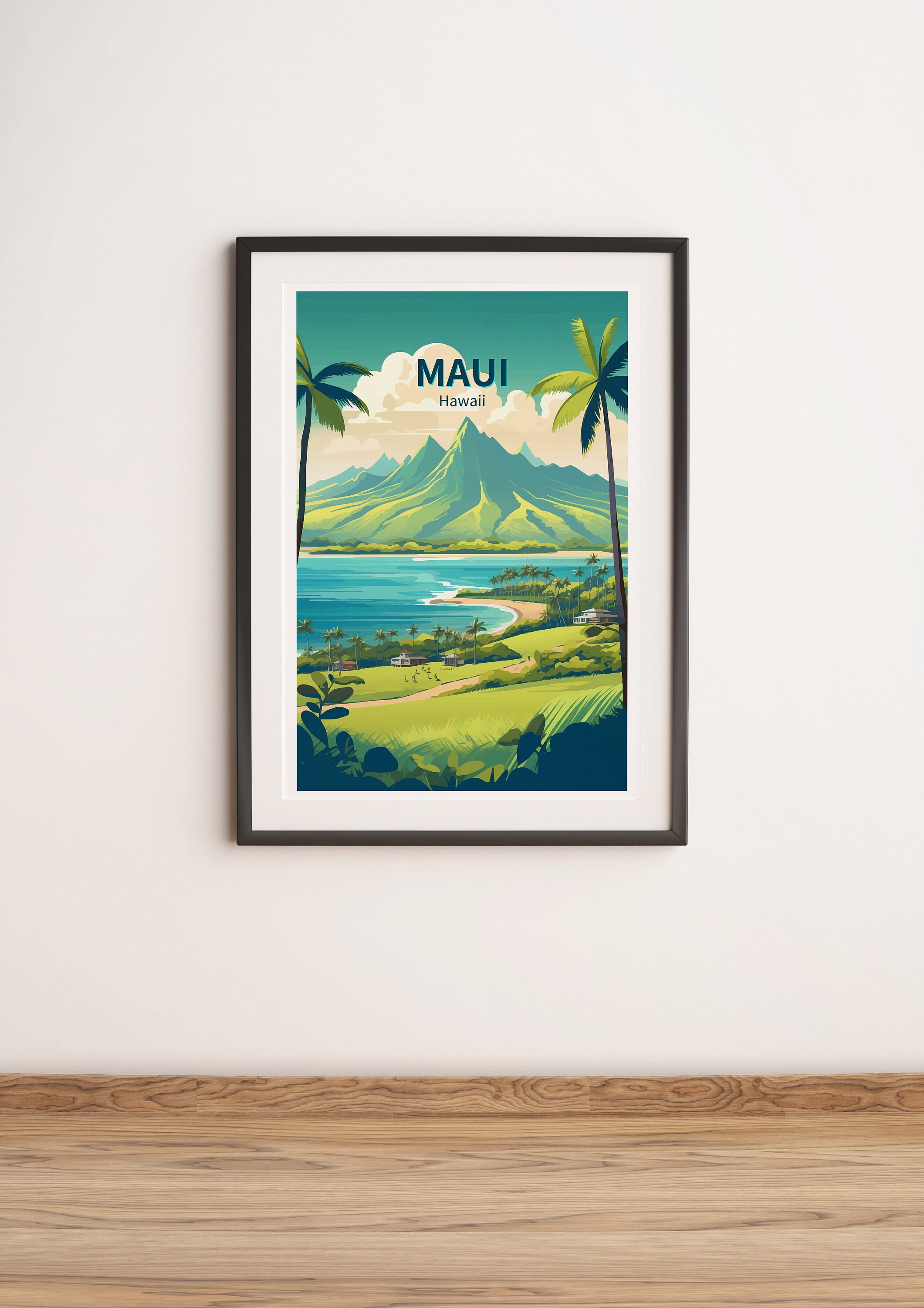 Maui Hawaii Travel Poster, Maui Digital Print, Maui Beach Art Print ...