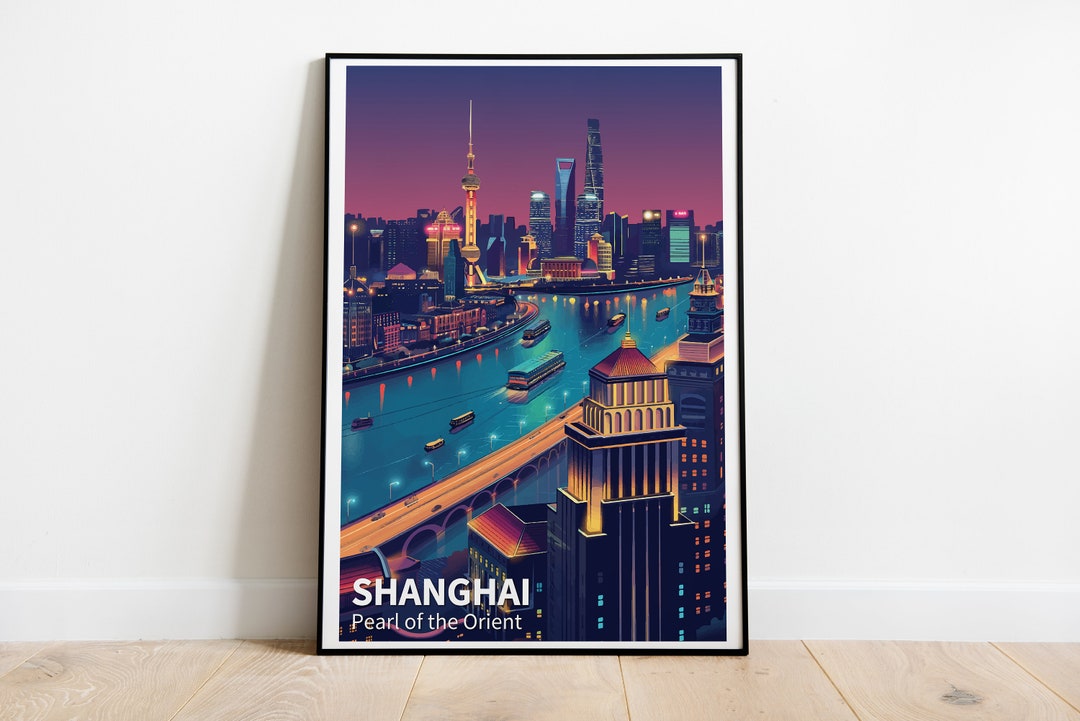 Shanghai Travel Print, Shanghai Digital Art, China Wall Art, China Gift ...