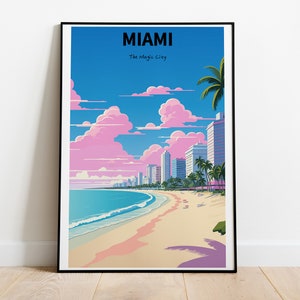 Miami City Wall Art, the Magic City Illustration, the City on a Hill ...