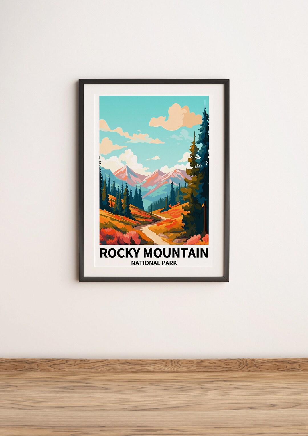 Rocky Mountain National Park Wall Art, National Park Illustration ...