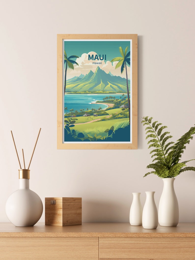 Maui Hawaii Travel Poster, Maui Digital Print, Maui Beach Art Print ...