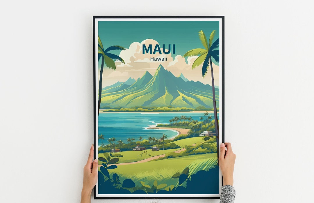 Maui Hawaii Travel Poster, Maui Digital Print, Maui Beach Art Print ...