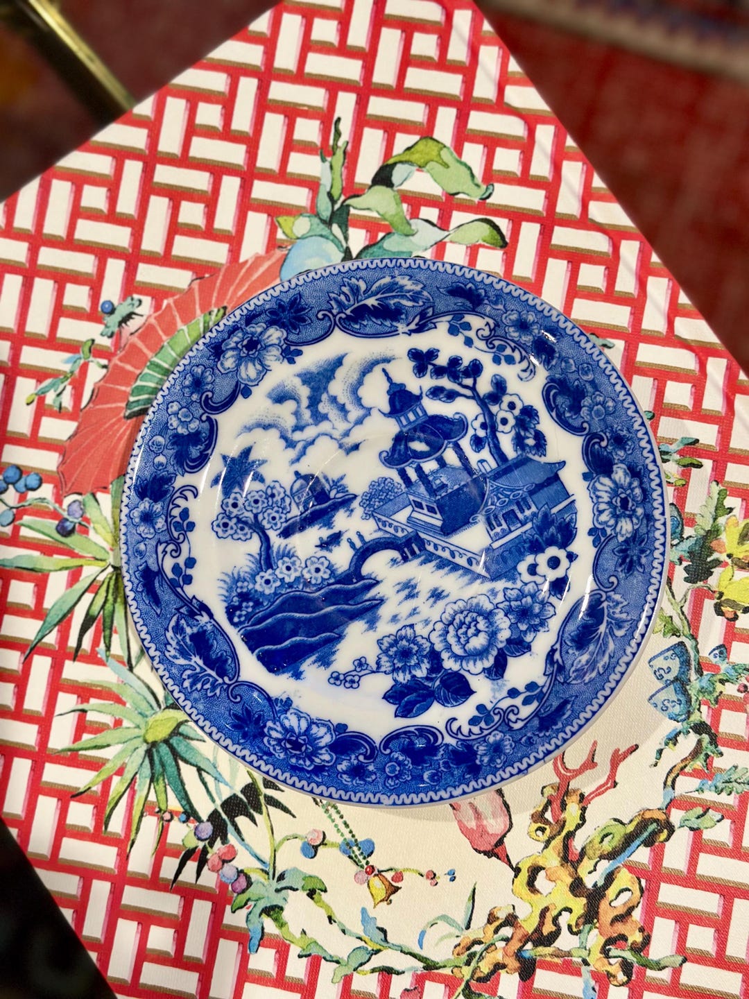 Rare Vintage Blue Willow Plate • Chinoiserie Blue & White China ...