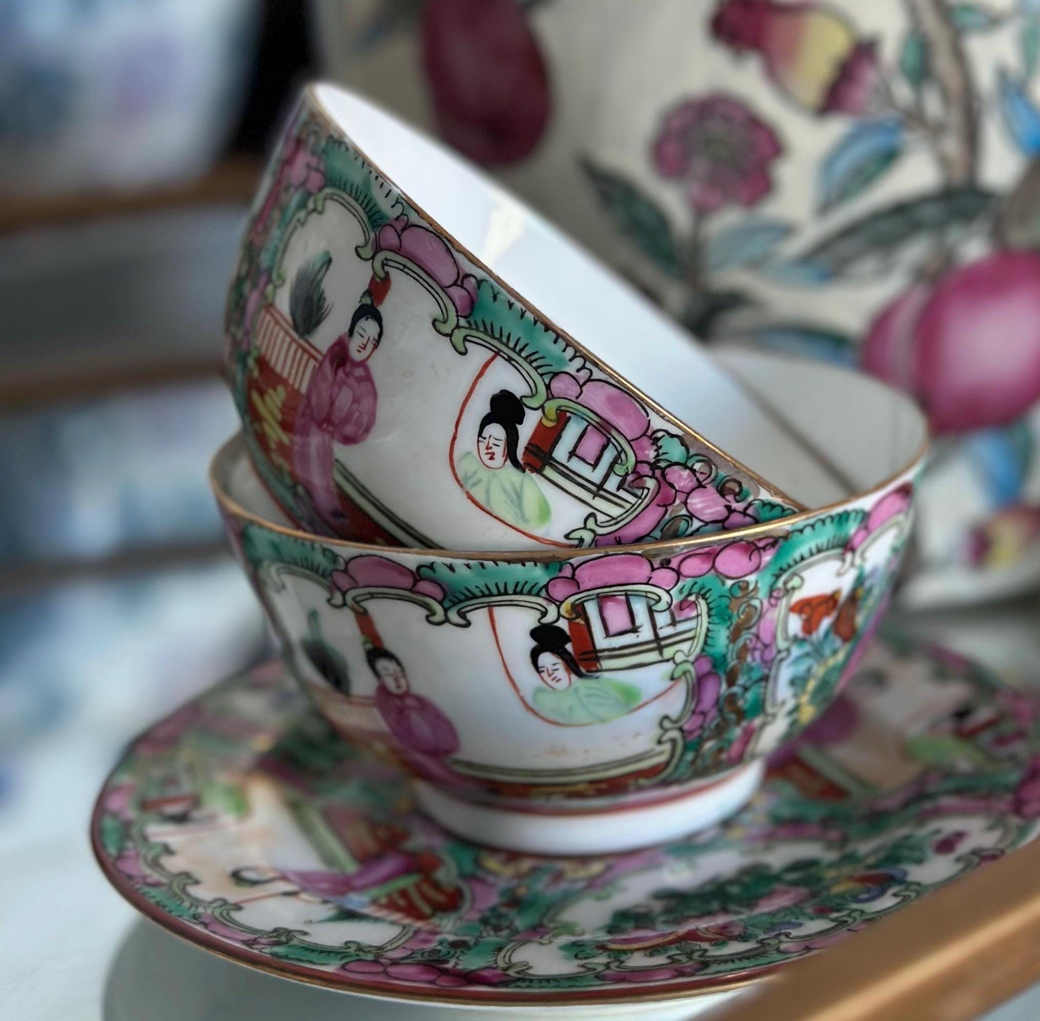 Antique Rose Medallion Bowl Chinese Famille Rose Chinoiserie Chic ...