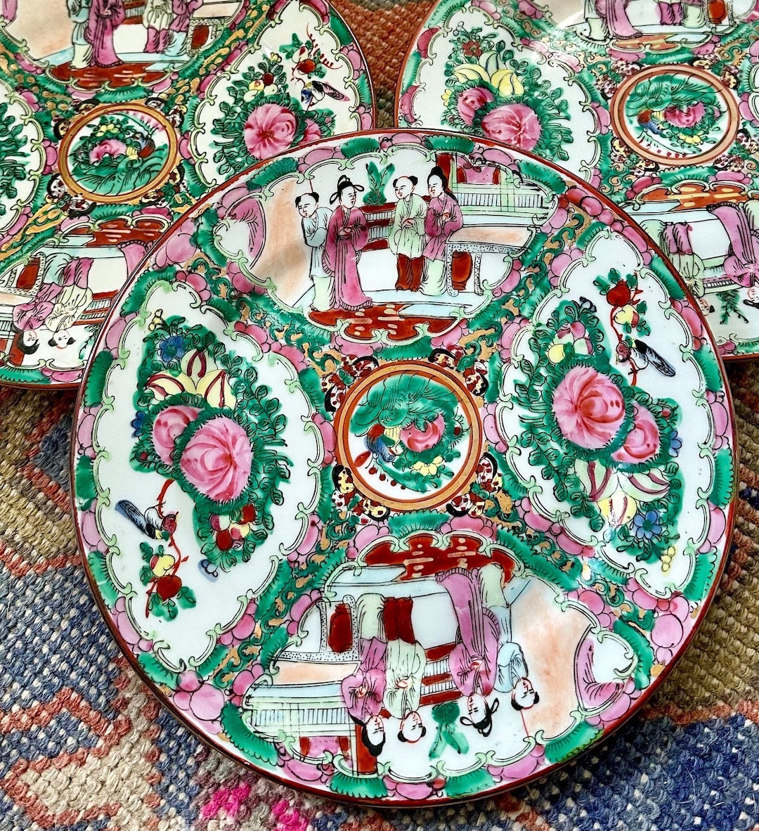 Antique Rose Medallion Plate 9.25 Rose Medallion Plates Famille Rose ...