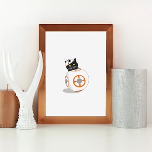 Star Wars Cat Wall Art, BB8, Funny Cat, Printable Art, Home Decor ...