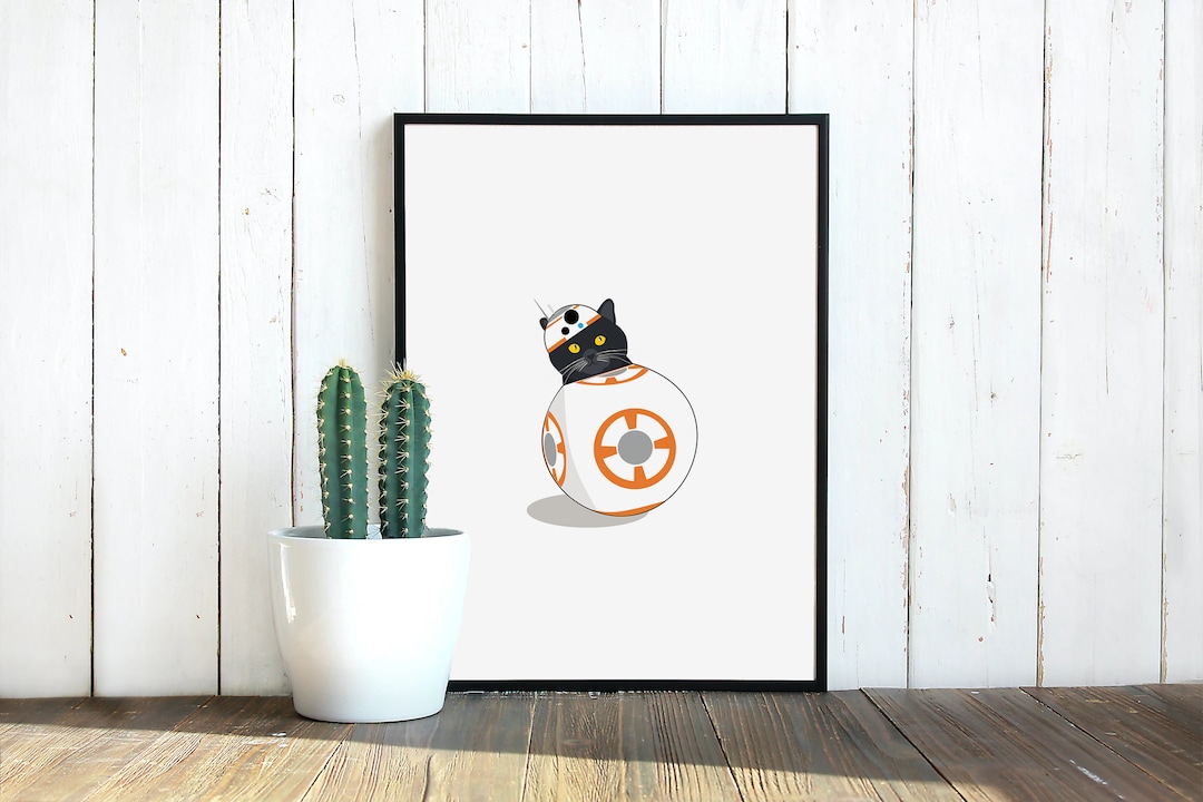 Star Wars Cat Wall Art, BB8, Funny Cat, Printable Art, Home Decor ...