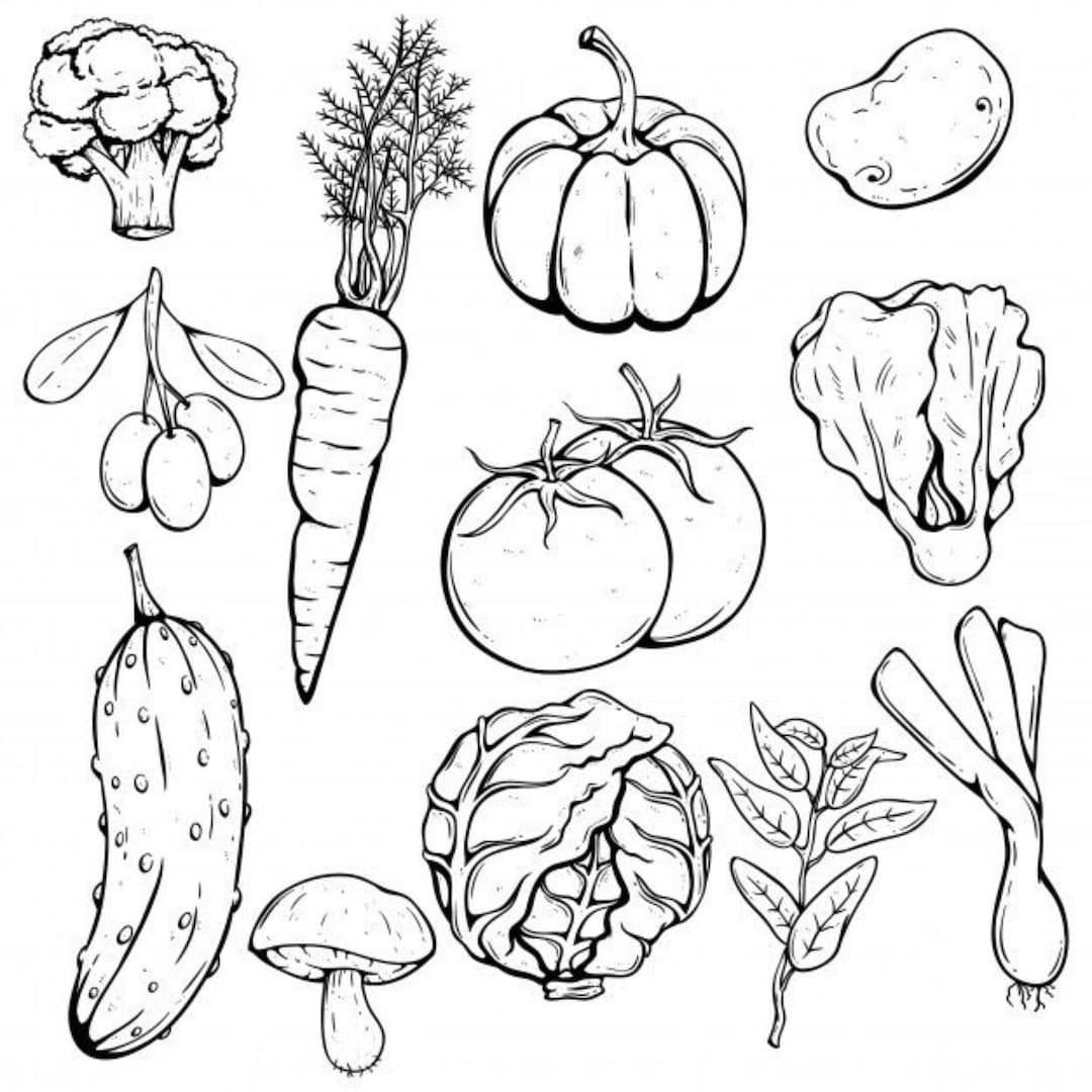 Fun Vegetable Characters Coloring Book for Kids - Simple Drawings ...