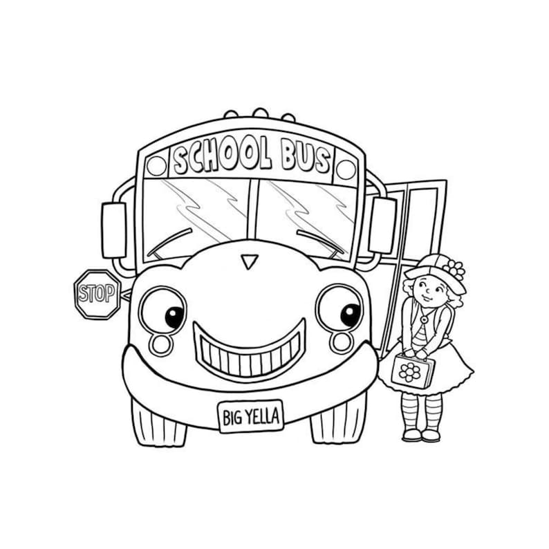 Cute School Bus Coloring Book// Digital Download// Cute School Bus ...