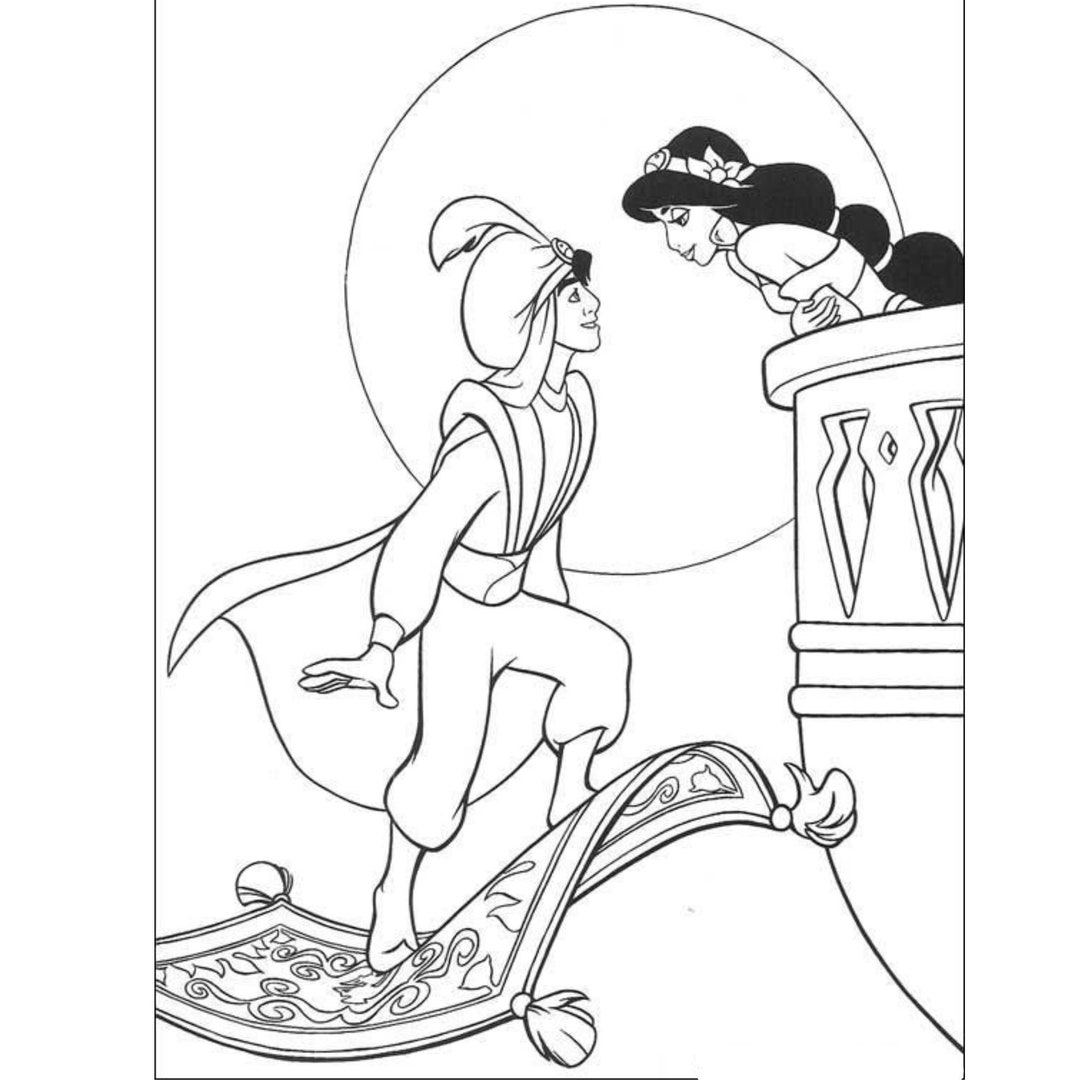 Aladdin Coloring in Pages Instant Download Pages - Etsy