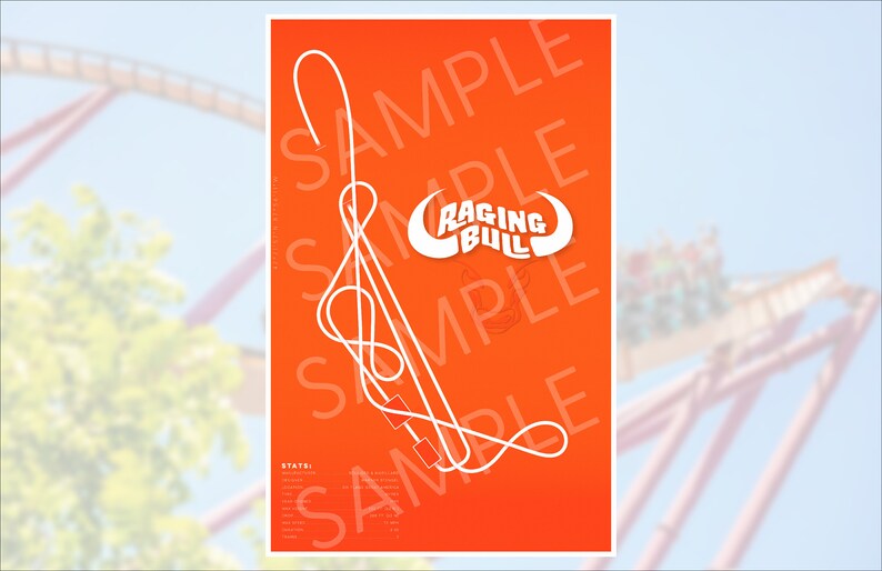 Raging Bull Roller Coaster Layout Poster DIGTAL DOWNLOAD - Etsy