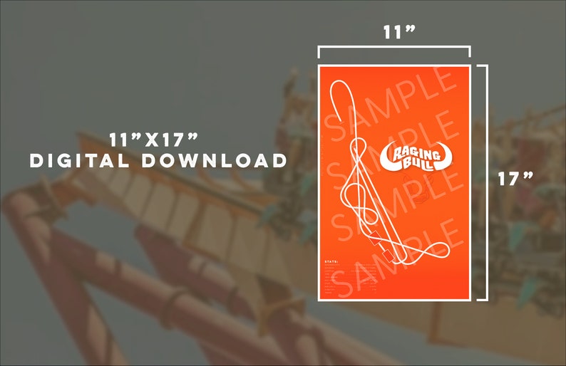 Raging Bull Roller Coaster Layout Poster DIGTAL DOWNLOAD - Etsy