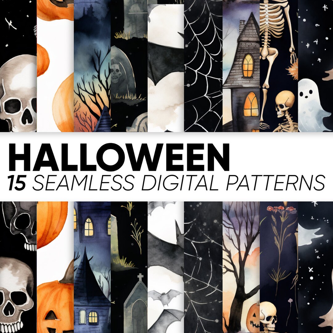 Halloween Watercolor Digital Paper, Seamless Halloween Pattern ...