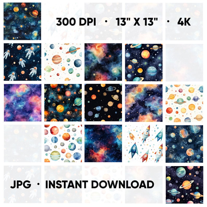 Watercolor Outer Space Digital Paper Seamless Galaxy Pattern - Etsy