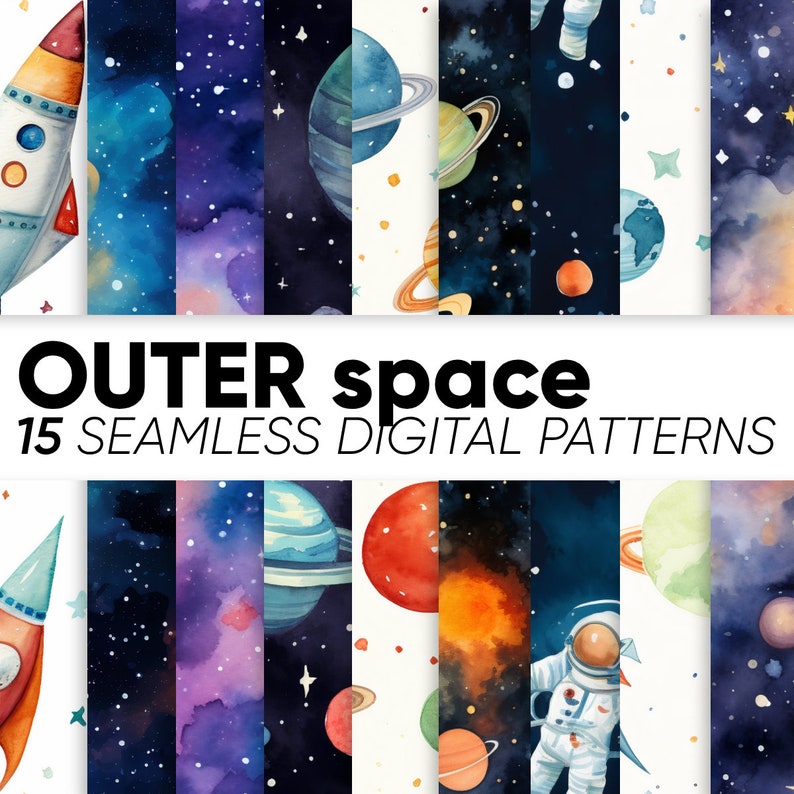 Watercolor Outer Space Digital Paper Seamless Galaxy Pattern - Etsy