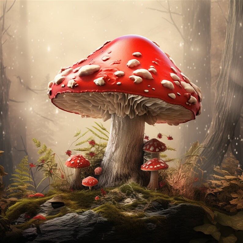 Whimsical Mushrooms, Fantasy Mushrooms, Printable Digi File, Quirky ...