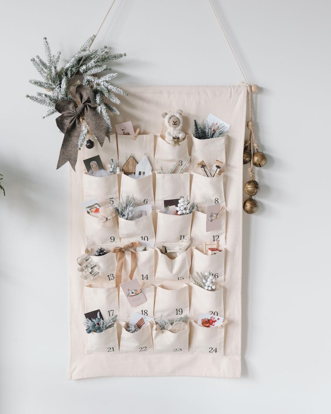 Personalized Embroidered Canvas Advent Calendar: Large Linen Pockets - Etsy