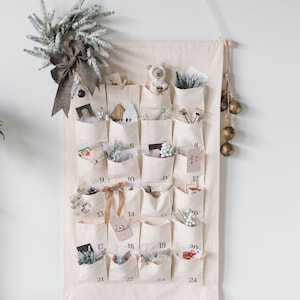 Embroidered Canvas Advent Calendar: Large Linen Christmas Countdown ...
