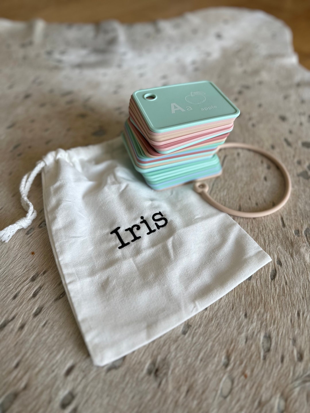 Silicone ABC Flash Cards: Montessori Baby Teething Toy, Personalized ...