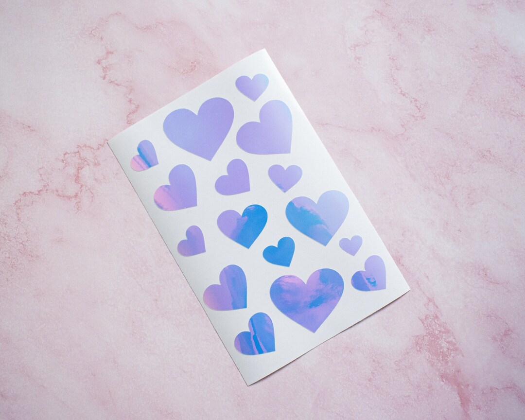 Holographic Heart Stickers: Self Adhesive Vinyl Decals - Etsy