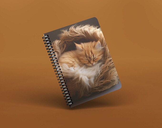Flowers Bloom Cat Spiral Notebook, Floral Cute Cat Notebook Journal ...