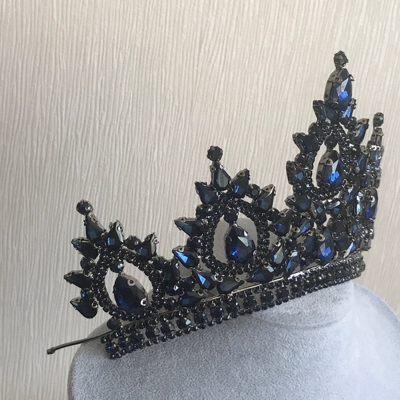 Handcrafted Blue Bride Wedding Crown Queen Crystal Bridal - Etsy