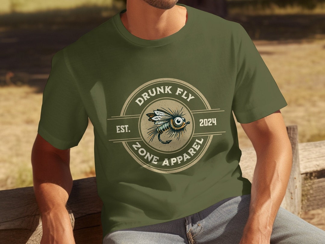 Drunk Fly Zone Apparel, Fly Fishing Tshirt, Steelhead Trout, Brown ...