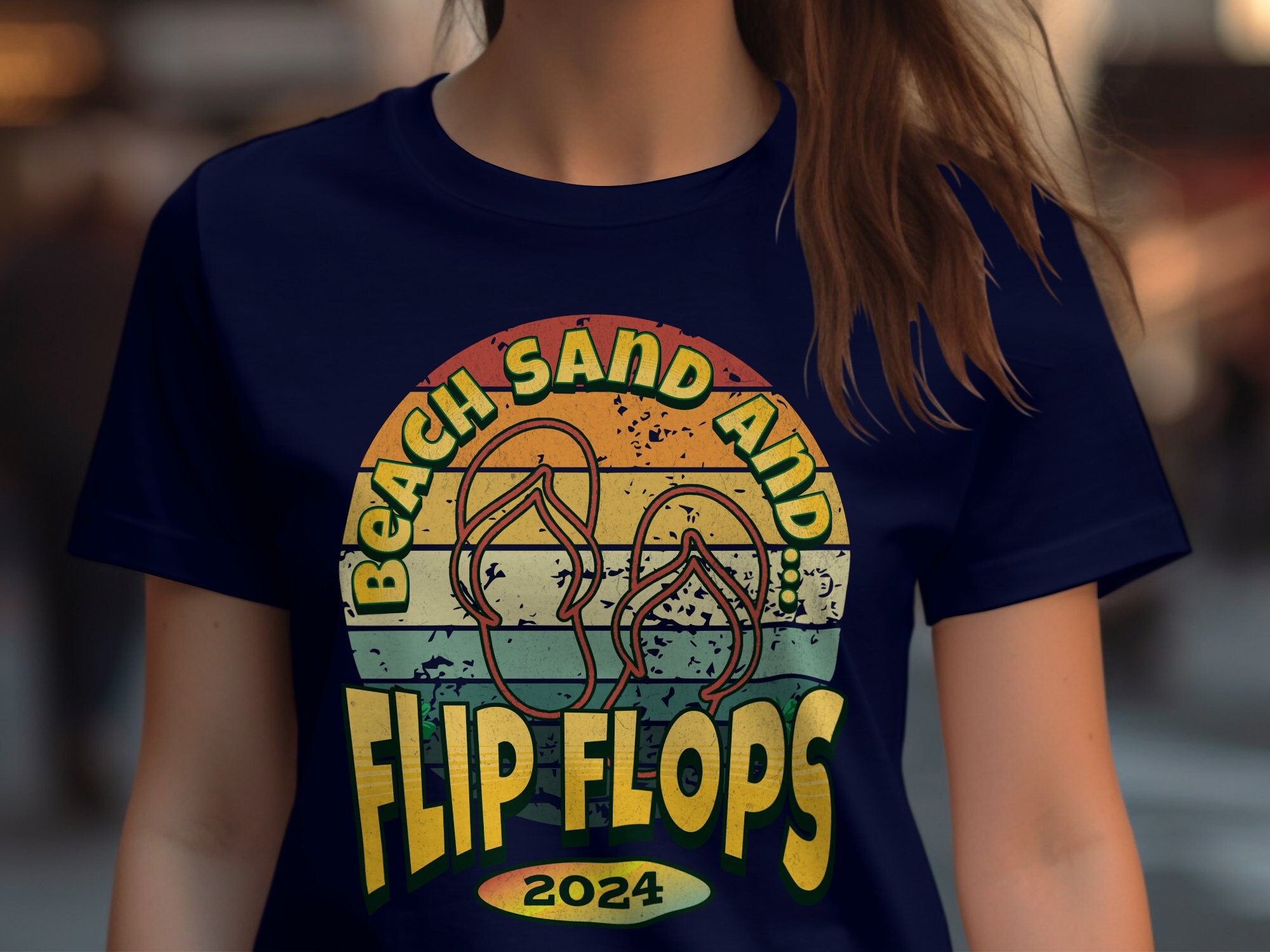 Beach Sand and Flip Flops 2024, Fun Custom T-shirt, Summertime ...