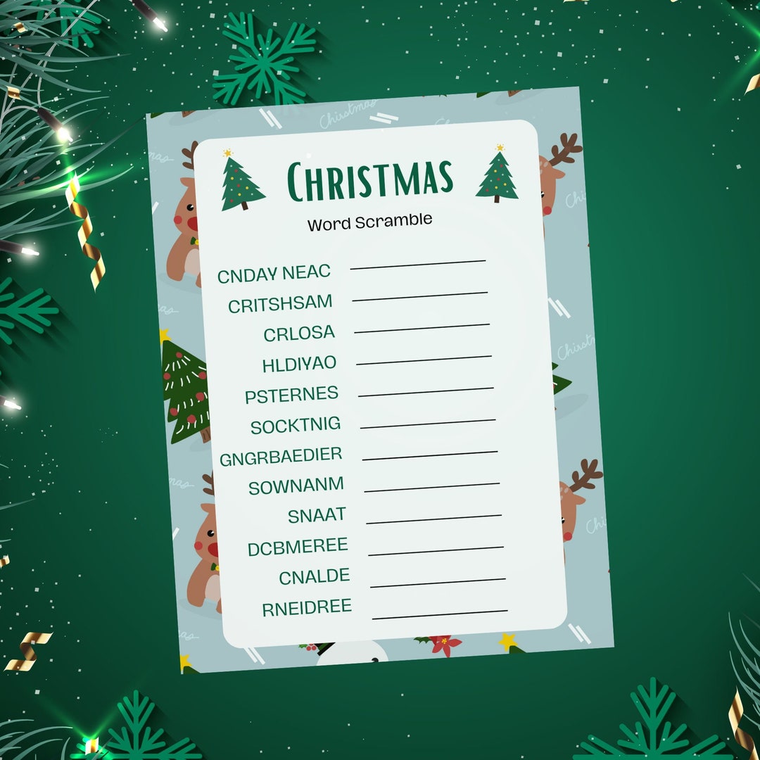 Printable Christmas Word Scramble. Unscramble the Holiday Words. Comes ...