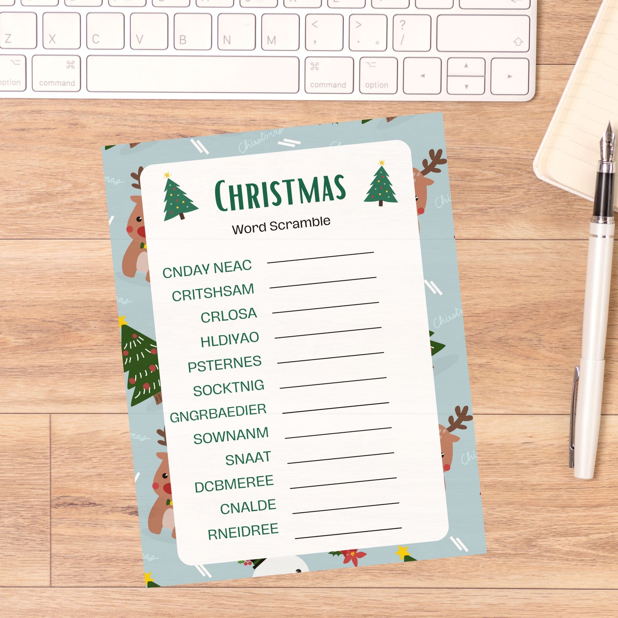 Printable Christmas Word Scramble. Unscramble the Holiday Words. Comes ...