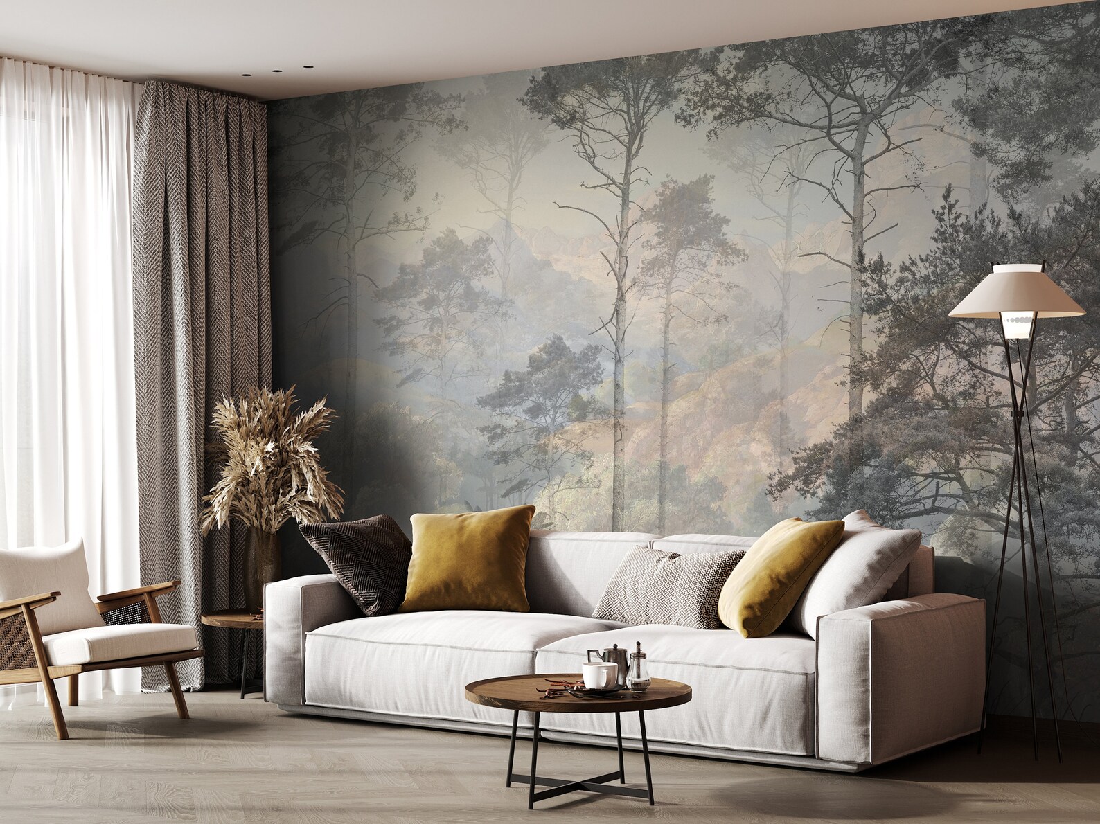 Vintage Wallpaper, Tree Wallpaper, Art Deco Wallpaper, Damask Removable ...