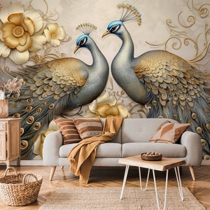 Peacocks Wallpaper, Vintage Wallpaper, Animals Wallpaper, Peel and ...