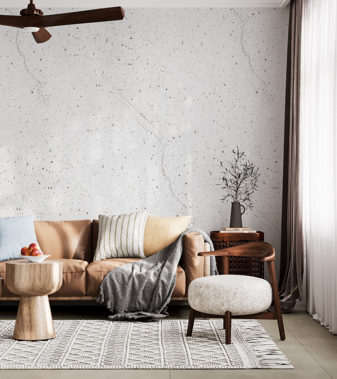 Vintage Plastered Concrete Wallpaper Rustic Living Room Decor - Etsy