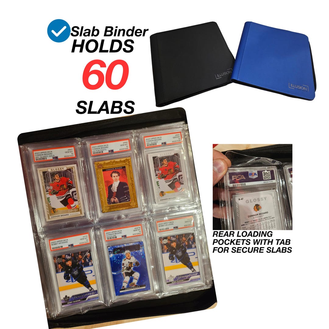 60-slab Trading Card Binder: PU Leather, Zipper Closure, Rear Loading ...