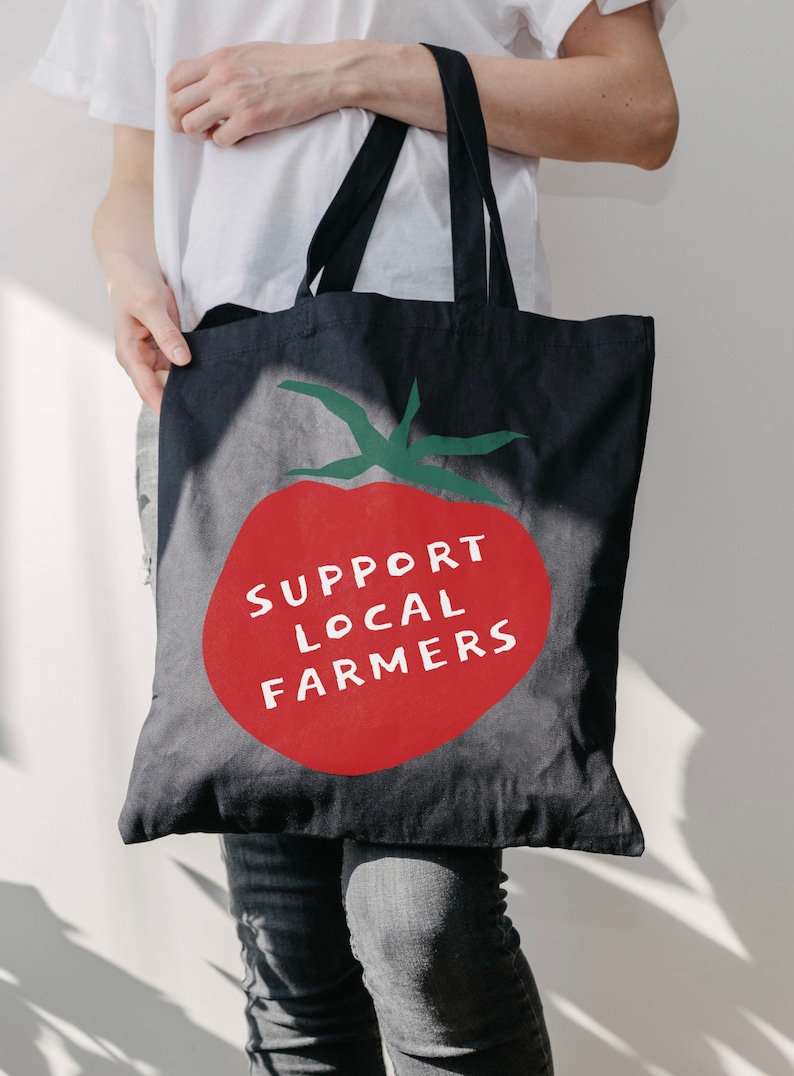 Support Local Farmers Tote Bag Shop Small, Shop Locally, Farming Tote Bag, Farmers Market Bag ...