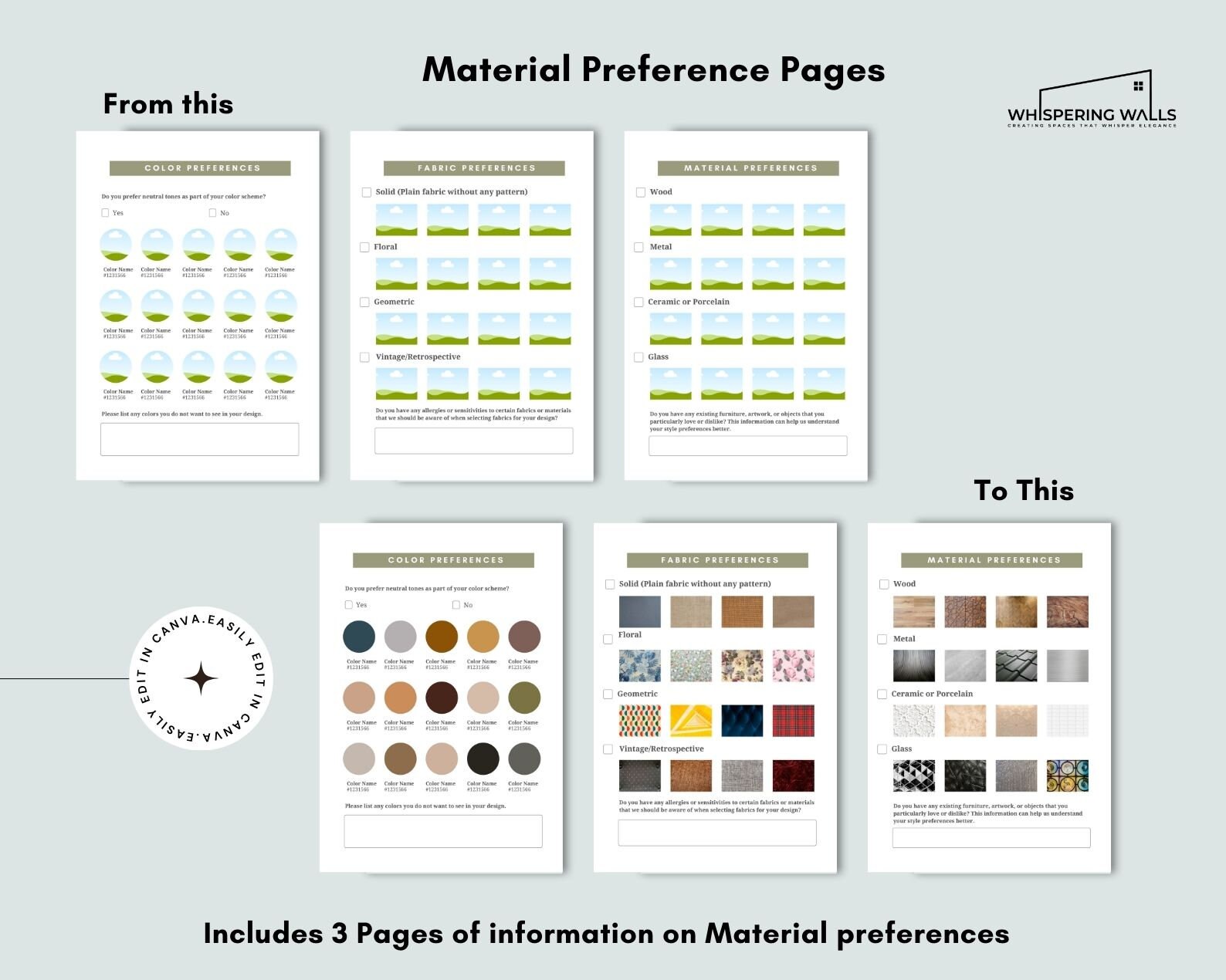 Interior Design Client Questionnaire Template - Fully Editable - Canva ...